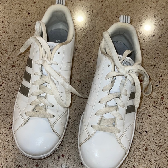 adidas | Shoes | Adidas All Stars Metallic Silver Stripes | Poshmark